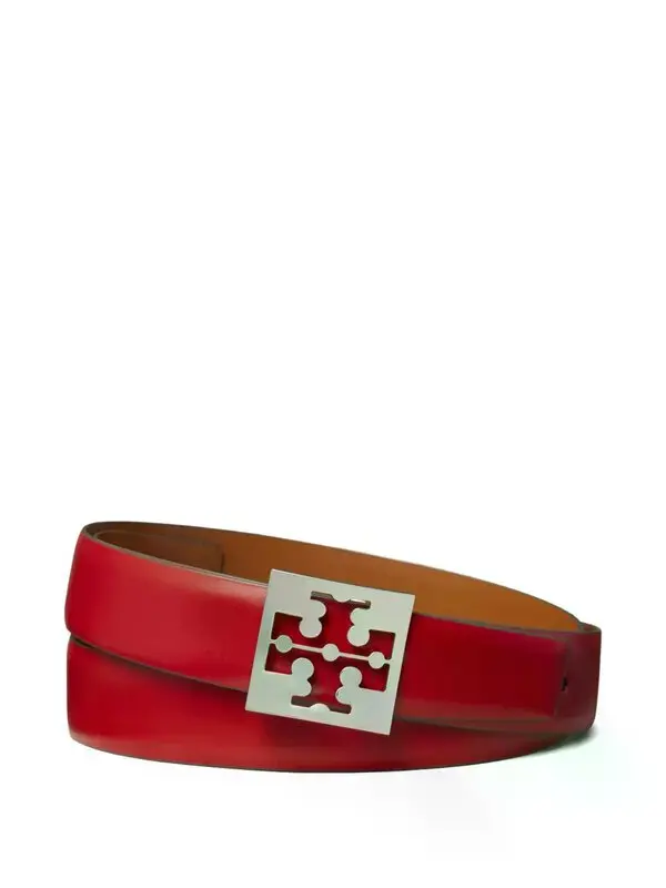 Tory Burch Logo Buckle Leather Belt - Red