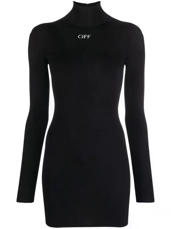 Off-White Logo-embellished Ribbed Shirt Dress