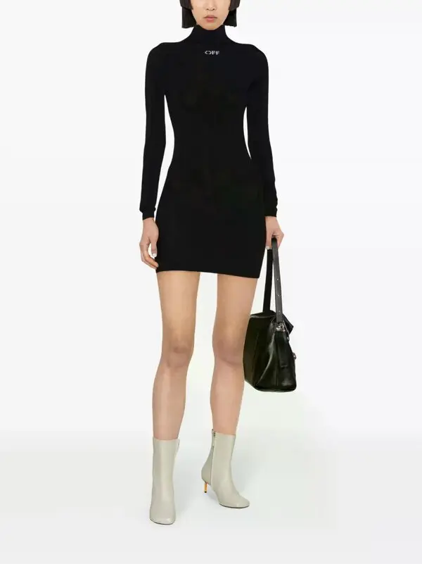 Off-White Logo-embellished Ribbed Shirt Dress
