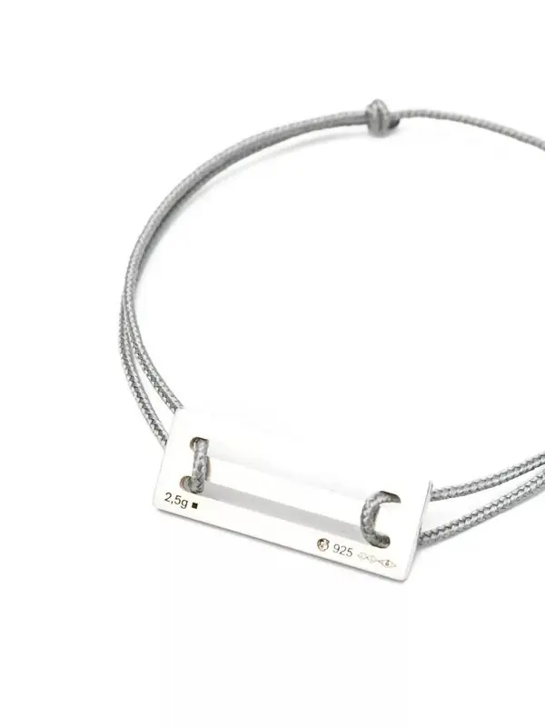 Le Gramme Cord Bracelet With Grey Bar Detail