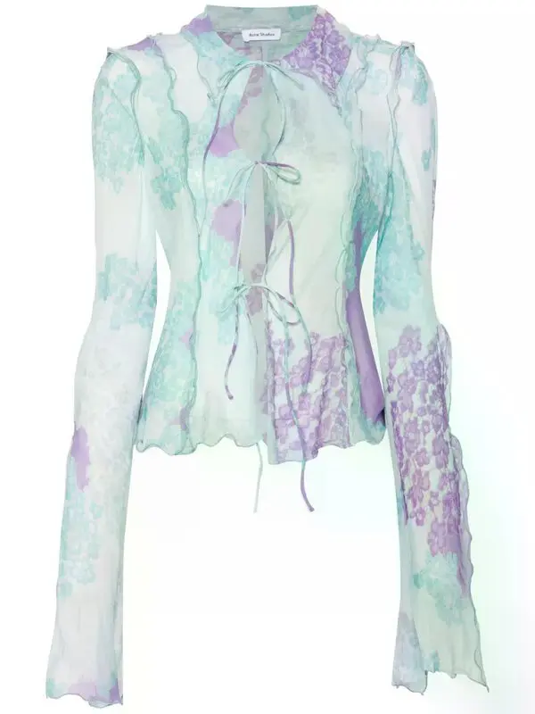 Acne Studios Floral-print Semi-sheer Shirt