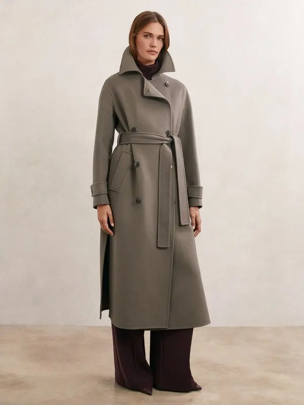 REISS Wool-blend Belted Coat - Mink