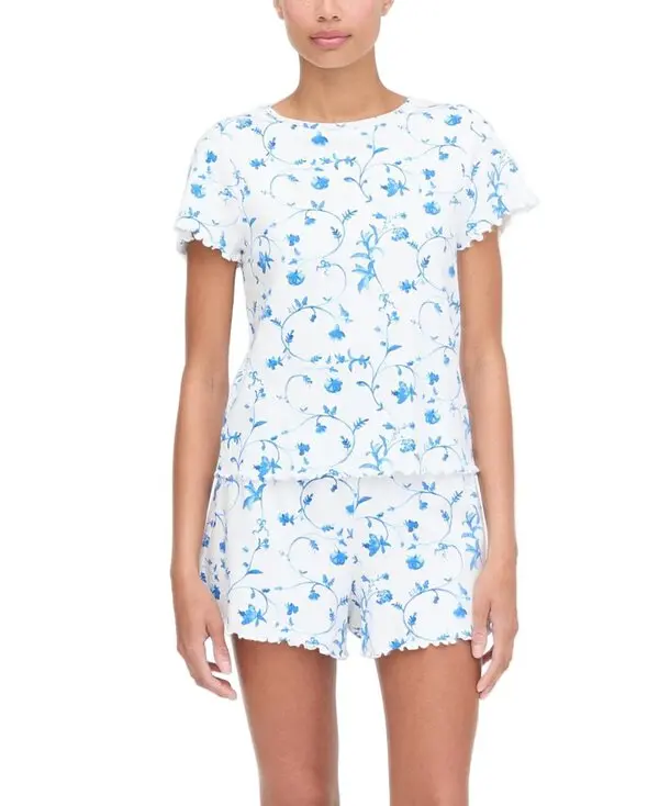 Hill House Home The Nina Short Pajama Set - Blue Botanical