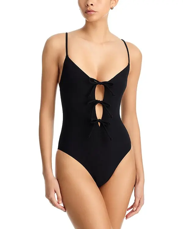 Lisa Marie Fernandez Maillot Tie Front One-piece Swimsuit - Black Crepe