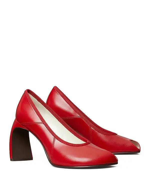 Tory Burch Peep Toe Pumps - Red Sky