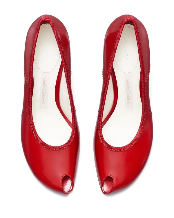 Tory Burch Peep Toe Pumps - Red Sky