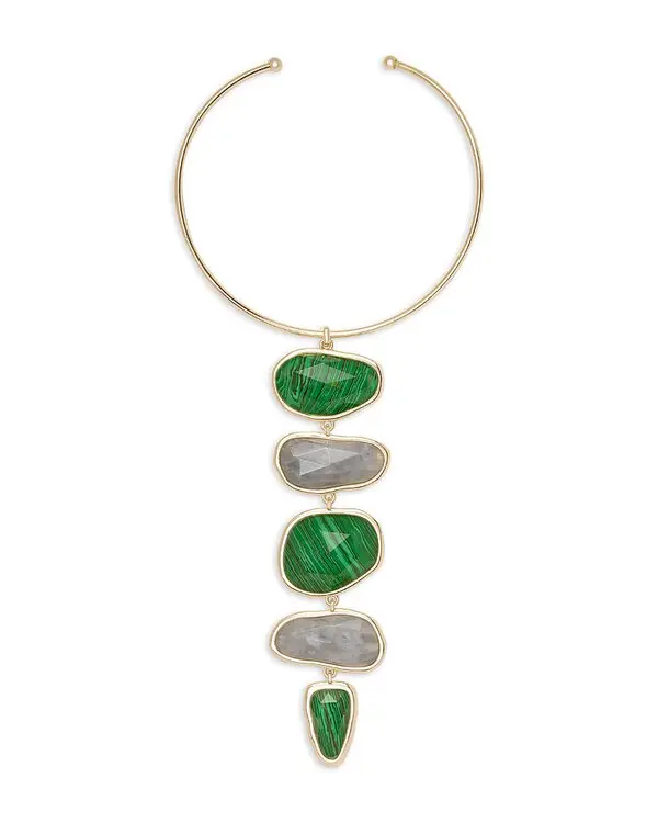Ramy Brook Stone Charm Linear Statement Necklace - Gold/green