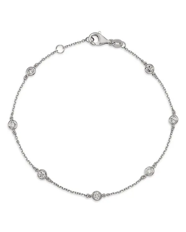 Bloomingdale'S Diamond Bezel Station Bracelet - White Gold