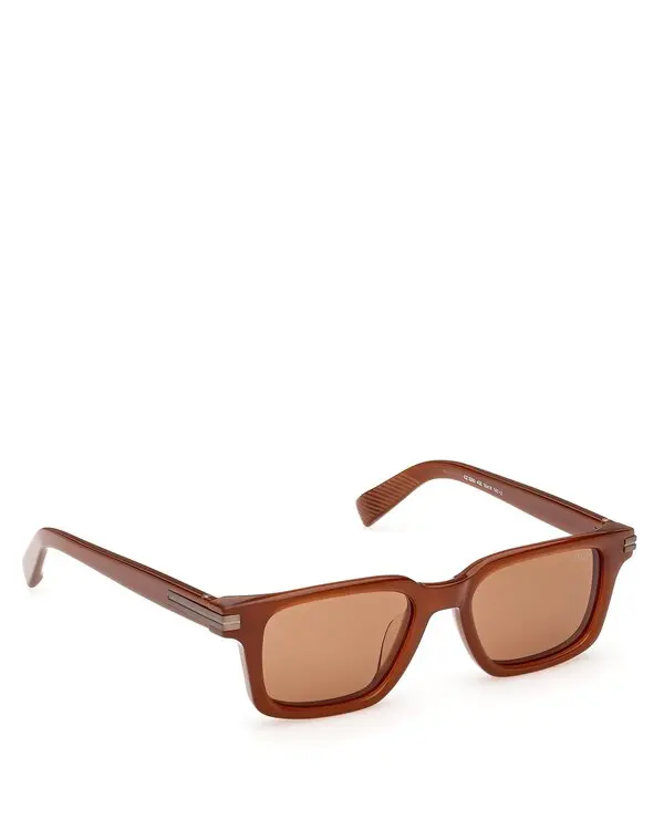 Zegna Rectangular Sunglasses, 50mm
