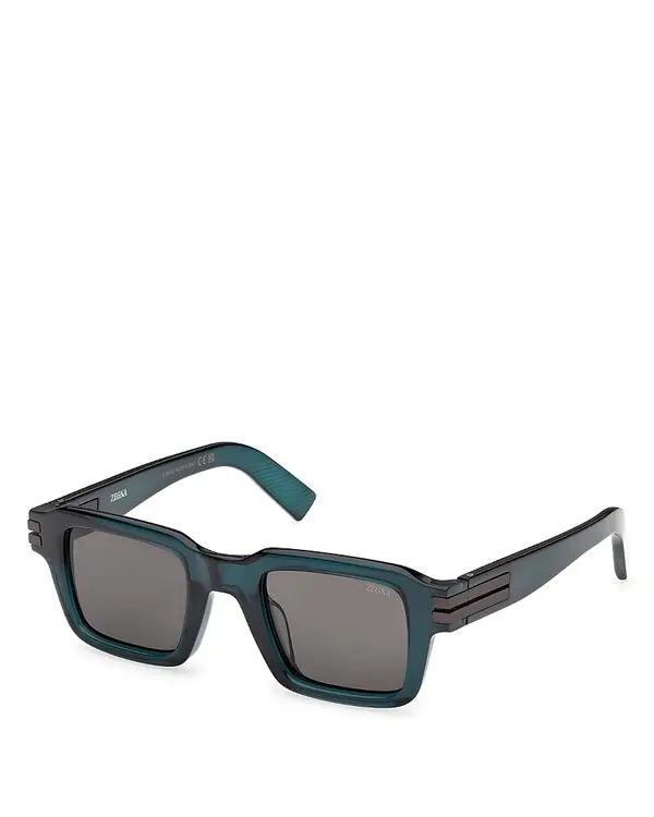 Zegna 48mm Square Frame Sunglasses - Dark Green/smoke