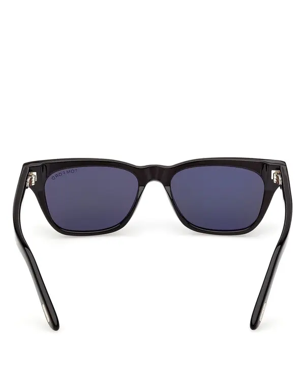 TOM FORD Penn Rectangular 53mm Sunglasses - Black/smoke