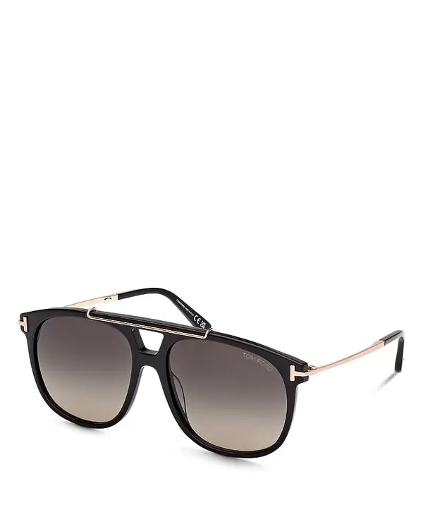 TOM FORD Sam Navigator 58mm Sunglasses - Black/smoke