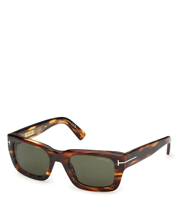 TOM FORD Rectangular Sunglasses, 52mm - Havama/green
