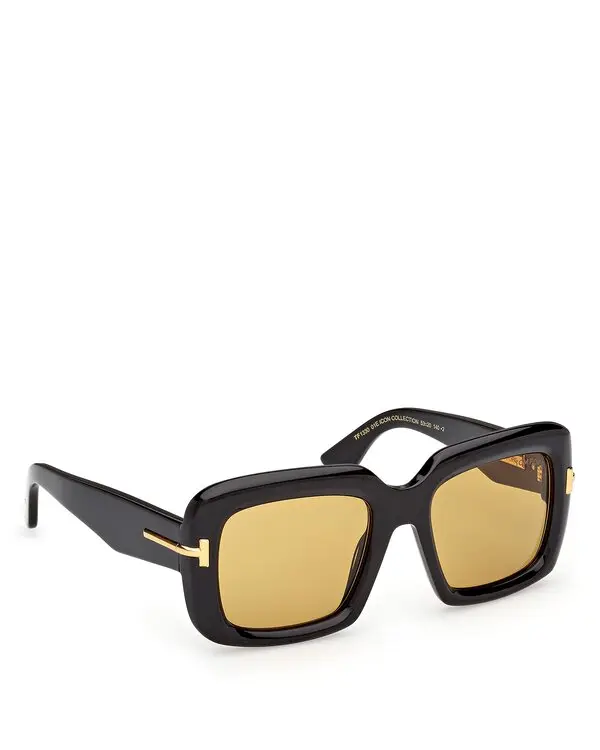 TOM FORD Square Sunglasses, 53mm - Black/brown
