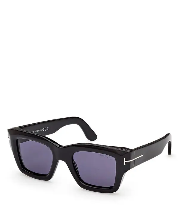 TOM FORD Ilias Square Sunglasses, 50mm - Black/blue