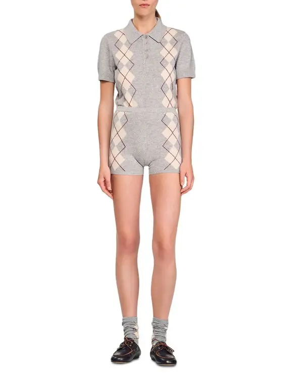 Sandro Diamond Pattern Knit Shorts