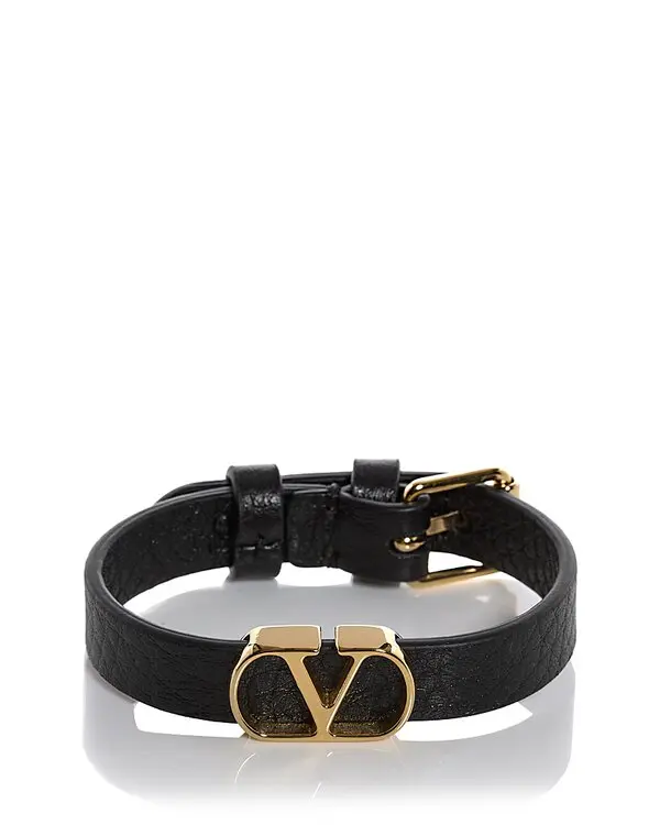 Valentino Garavani Vlogo Leather Bracelet - Black