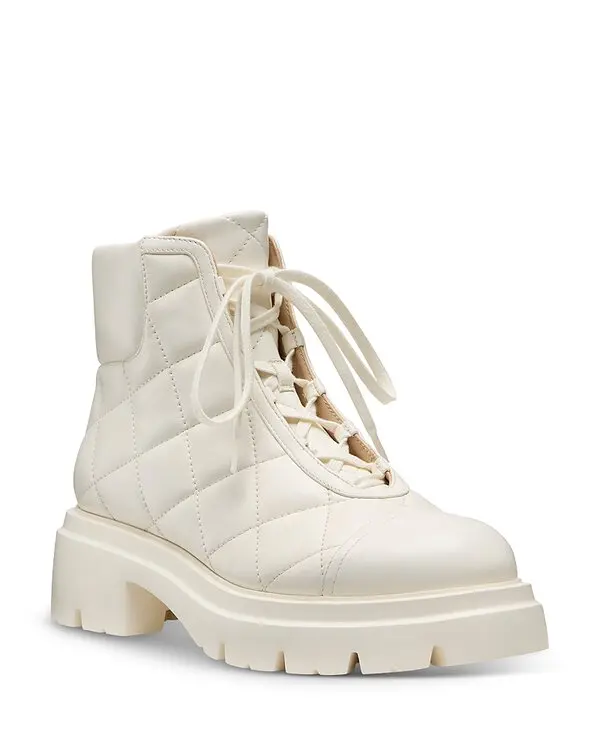 STUART WEITZMAN Hudson Quilted Boots - Cream
