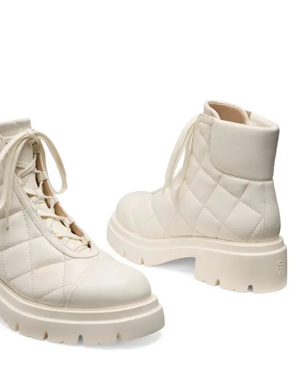 STUART WEITZMAN Hudson Quilted Boots - Cream