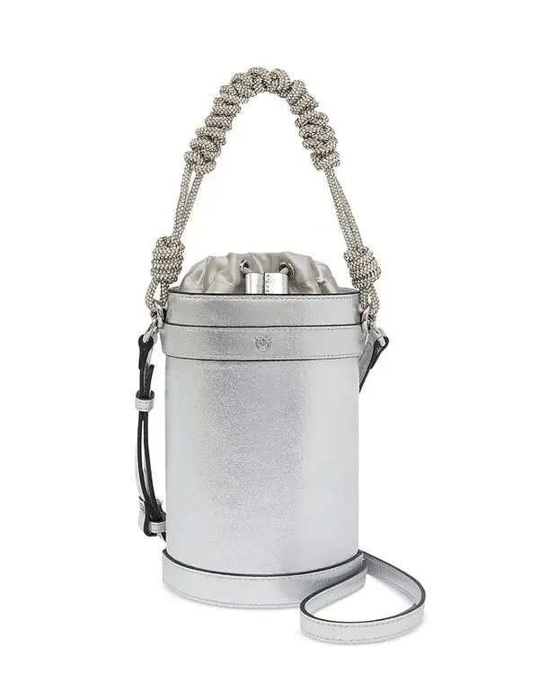 Pinko Mini Metallic Leather Bucket Bag