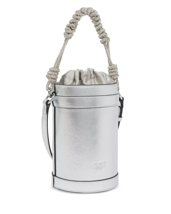 Pinko Mini Metallic Leather Bucket Bag