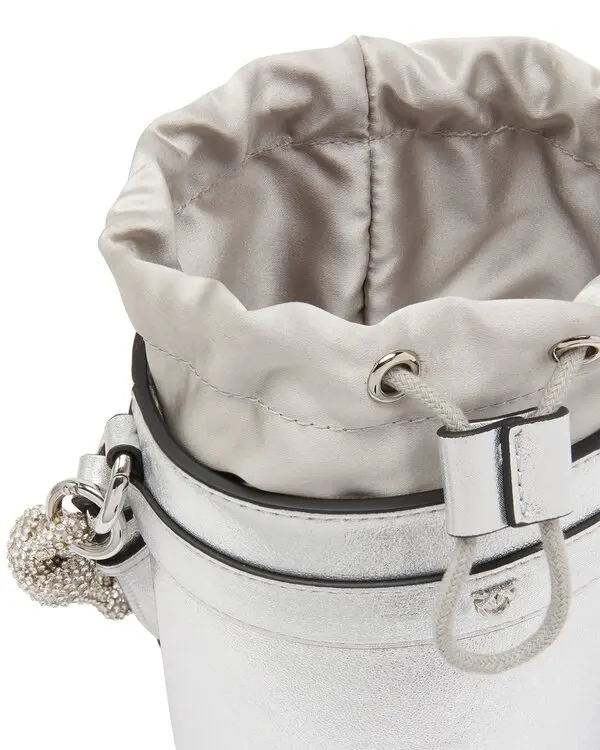 Pinko Mini Metallic Leather Bucket Bag