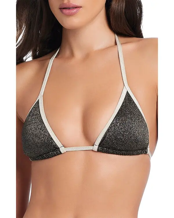 Red Carter Metallic Classic Triangle Bikini Top - Black
