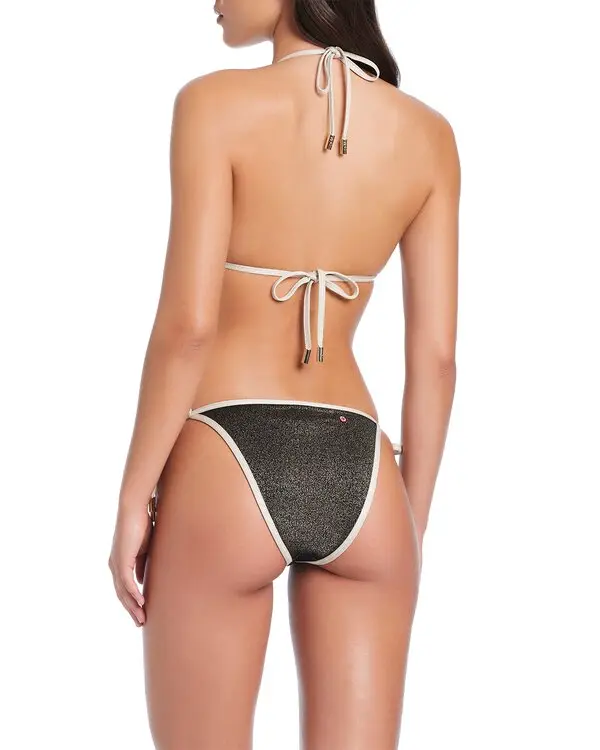Red Carter Metallic Tie Side Bikini Bottom