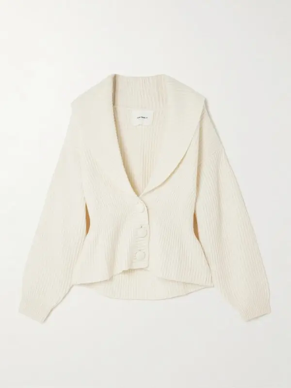 LISA YANG Alessandra Ribbed Cashmere Cardigan - Neutrals