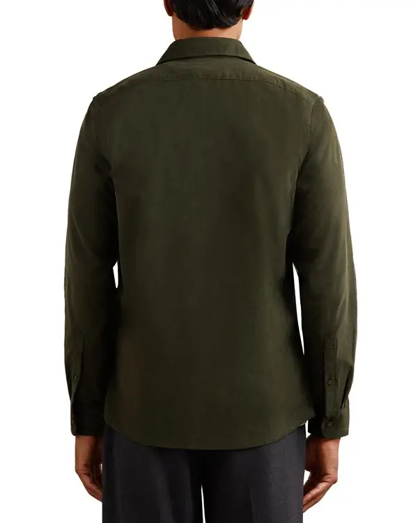 REISS Long Sleeve Fine Cord Button Front Shirt