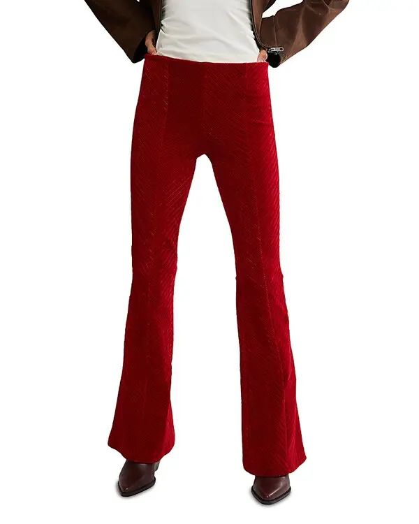 Free People Penny Pull-on Velvet Pants - Salsa