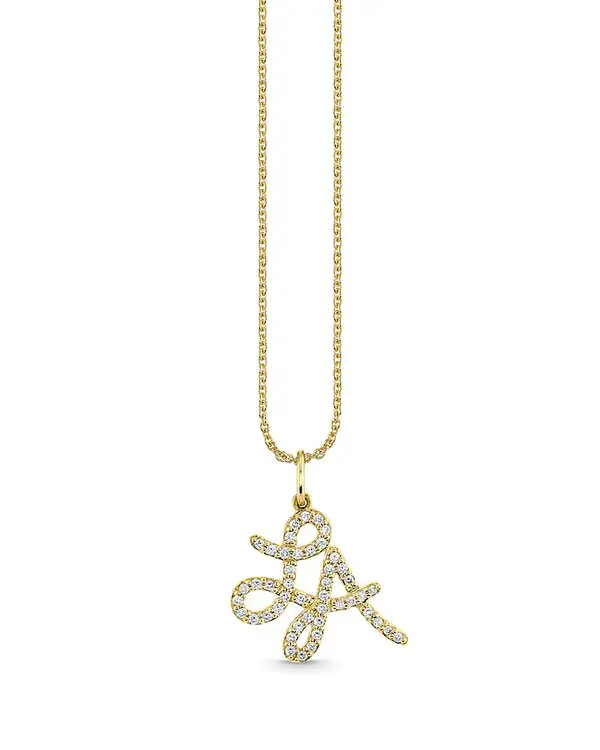 SYDNEY EVAN 14k Yellow Diamond La Script Charm Necklace - Gold
