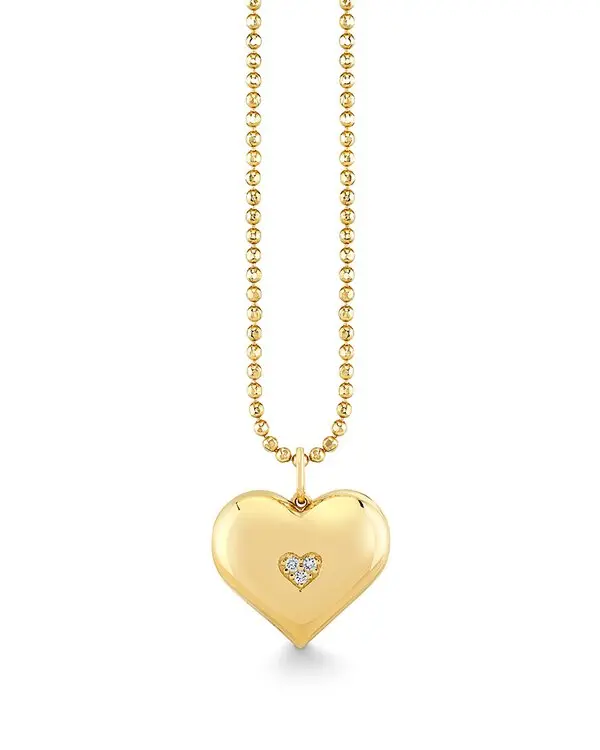 SYDNEY EVAN 14k Yellow Diamond Wallpaper Heart Locket Necklace - Gold