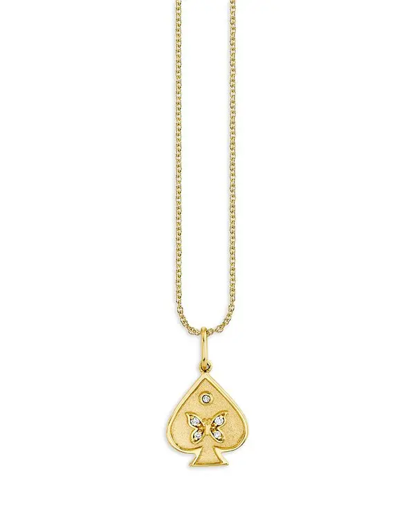 SYDNEY EVAN 14k Yellow Diamond Ace Of Spades Charm Necklace - Gold