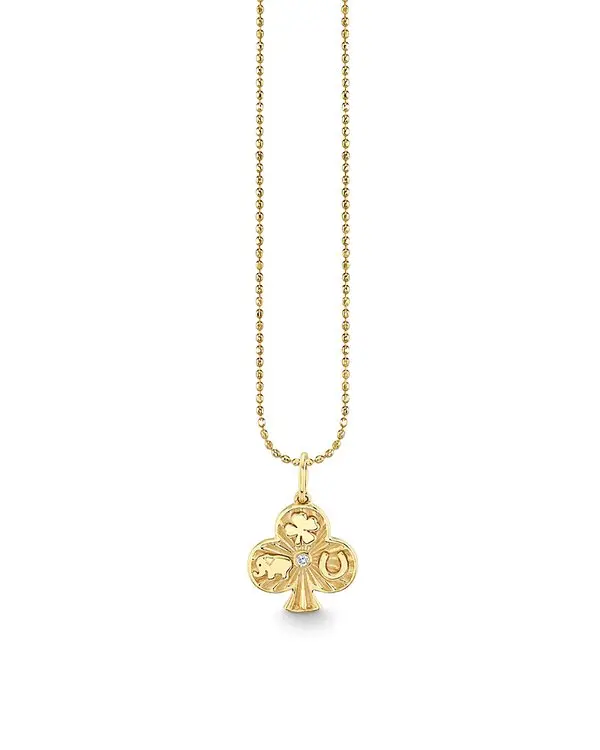 SYDNEY EVAN 14k Yellow Diamond Ace Of Clubs Charm Necklace - Gold