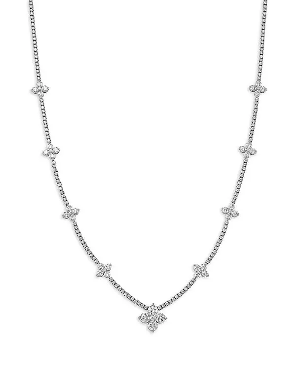 Bloomingdale'S Diamond Clover Station Necklace - White Gold