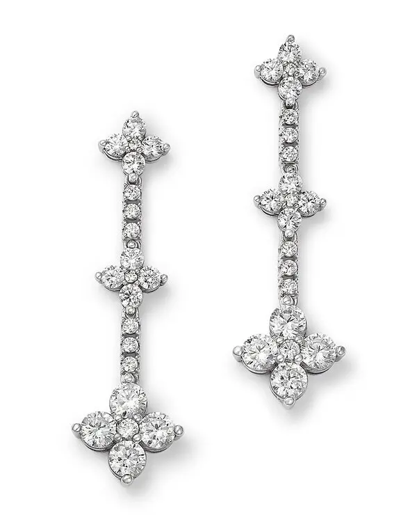 Bloomingdale'S Diamond Clover Triple Drop Earrings 2.0 Tcw - White Gold