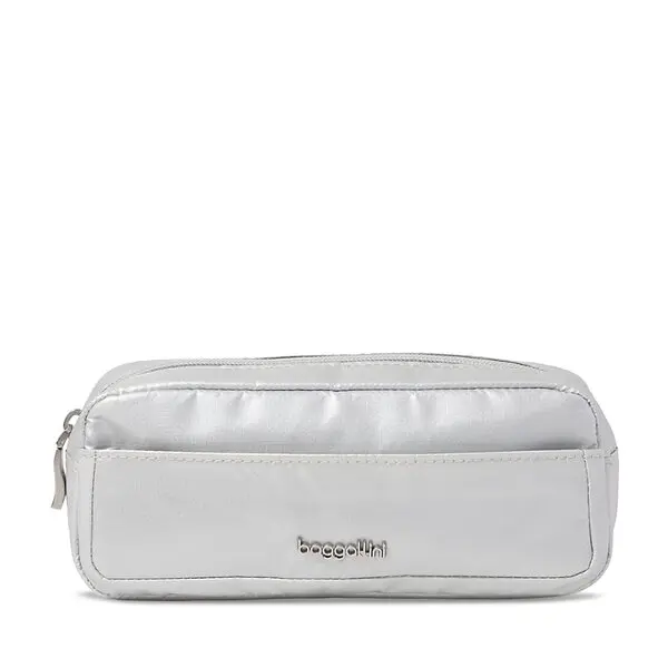 BAGGALLINI The Jet Set Edit Long Pocket Cosmetic Pouch - Silver Metallic