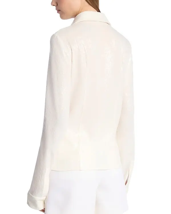 Michael Kors Linear Sequin Hansen Silk Shirt - Ivory