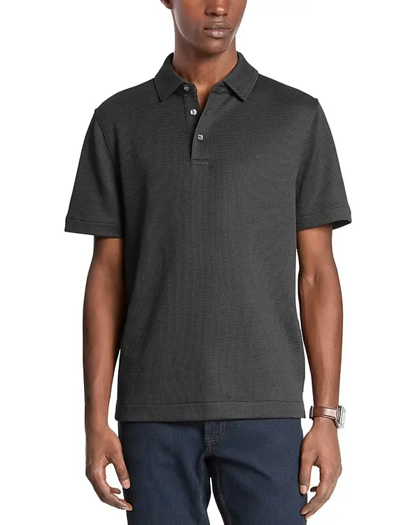 Michael Kors Textured Waffle Polo Shirt - Black