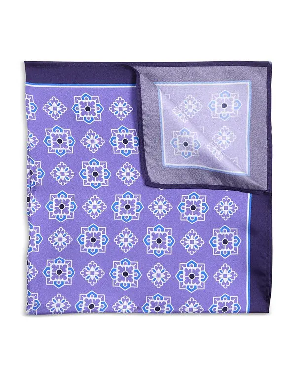Bloomingdale'S Medallion Silk Pocket Square Exclusive - Purple