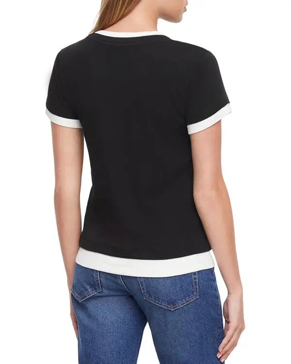 Three Dots Veronica Layered Short Sleeve Tee - Black Beauty