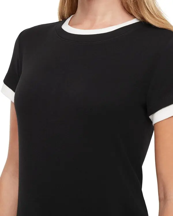 Three Dots Veronica Layered Short Sleeve Tee - Black Beauty