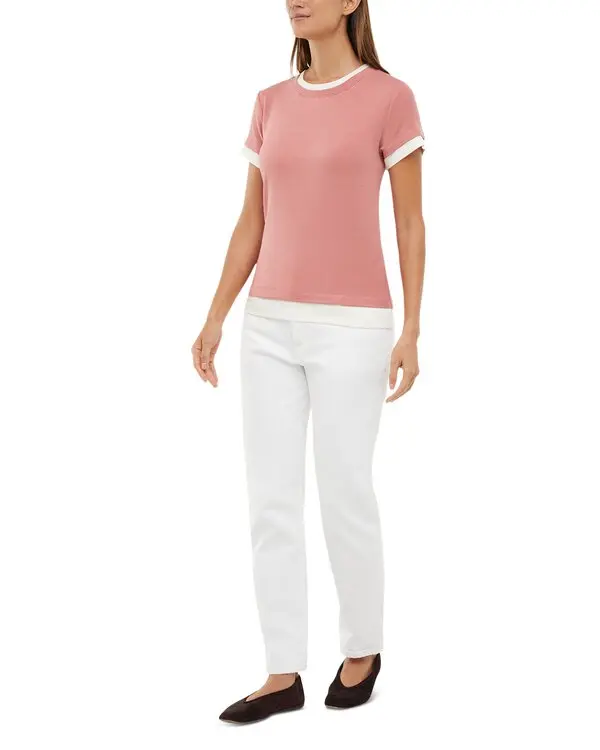 Three Dots Veronica Layered Short Sleeve Tee - Withered Rose