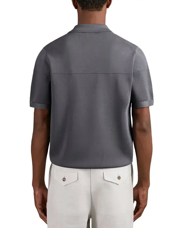 REISS Blinker Short Sleeve Snap Polo - Airforce Blue