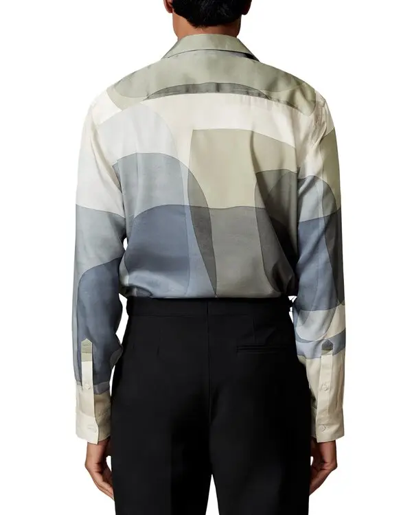 REISS Long Sleeve Printed Button Front Shirt