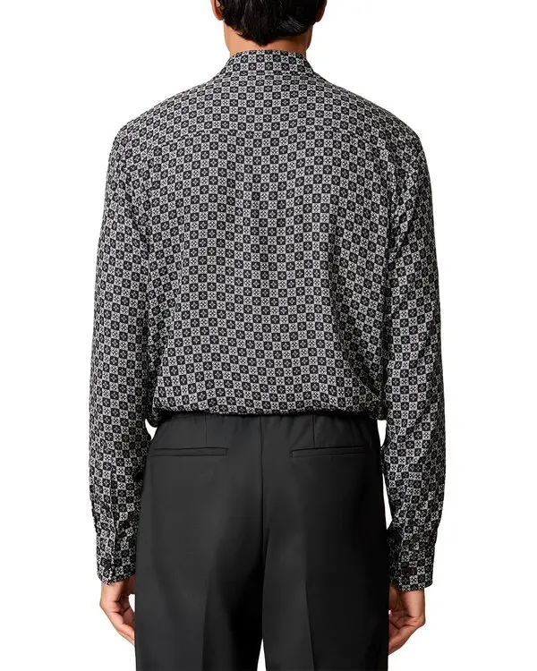 REISS Long Sleeve Printed Button Front Shirt