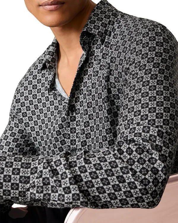 REISS Long Sleeve Printed Button Front Shirt