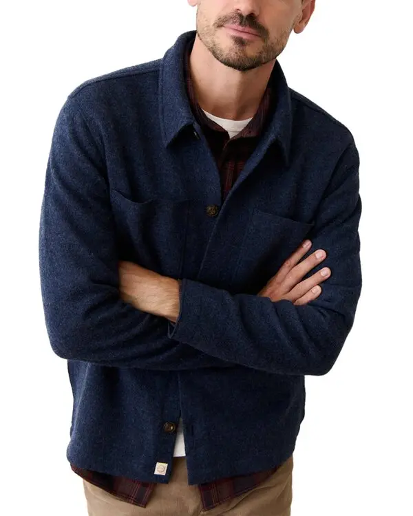 Marine Layer Boiled Wool Overshirt - Navy