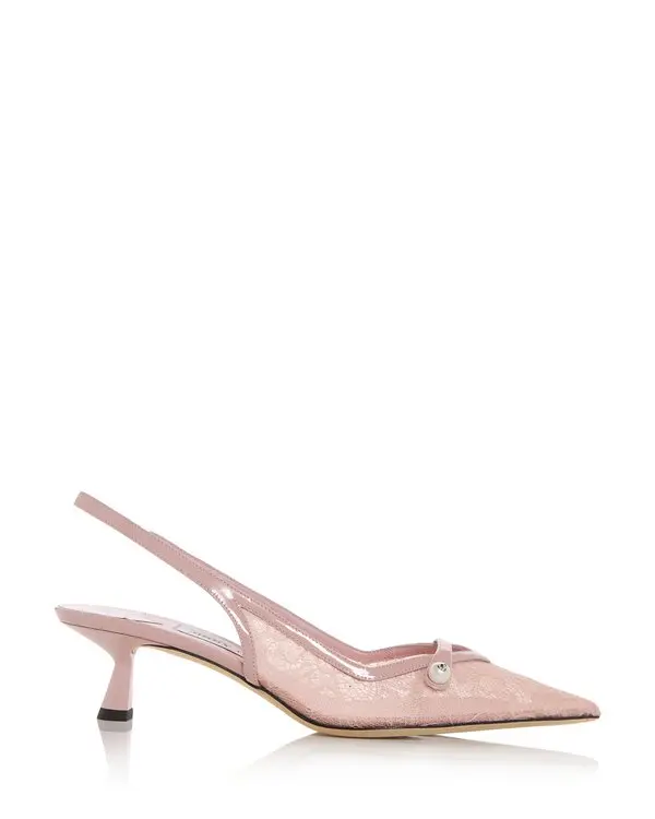 JIMMY CHOO Amita 45 Pointed Slingback Pumps - Rose